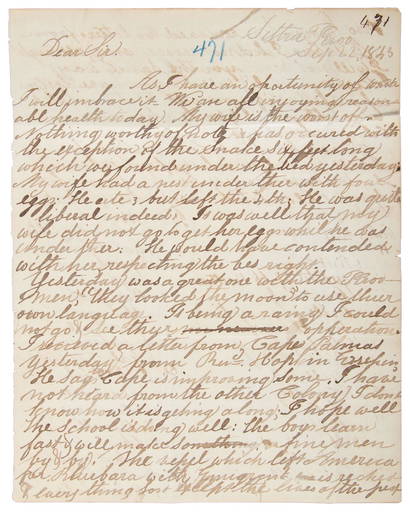 Freed Slave’s Letter From Liberia
