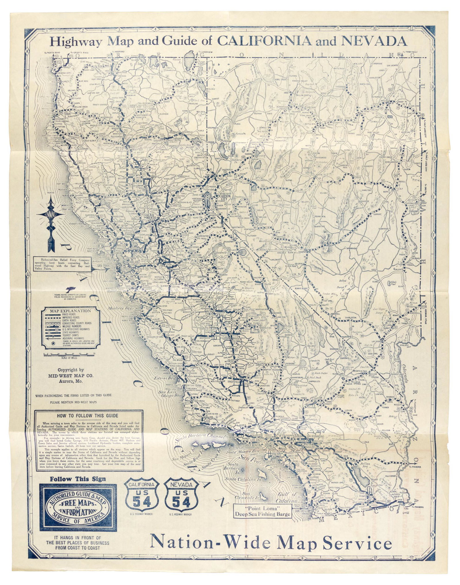 For Auction: Rare road map of California & Nevada 1930s (#0507) on Jun ...