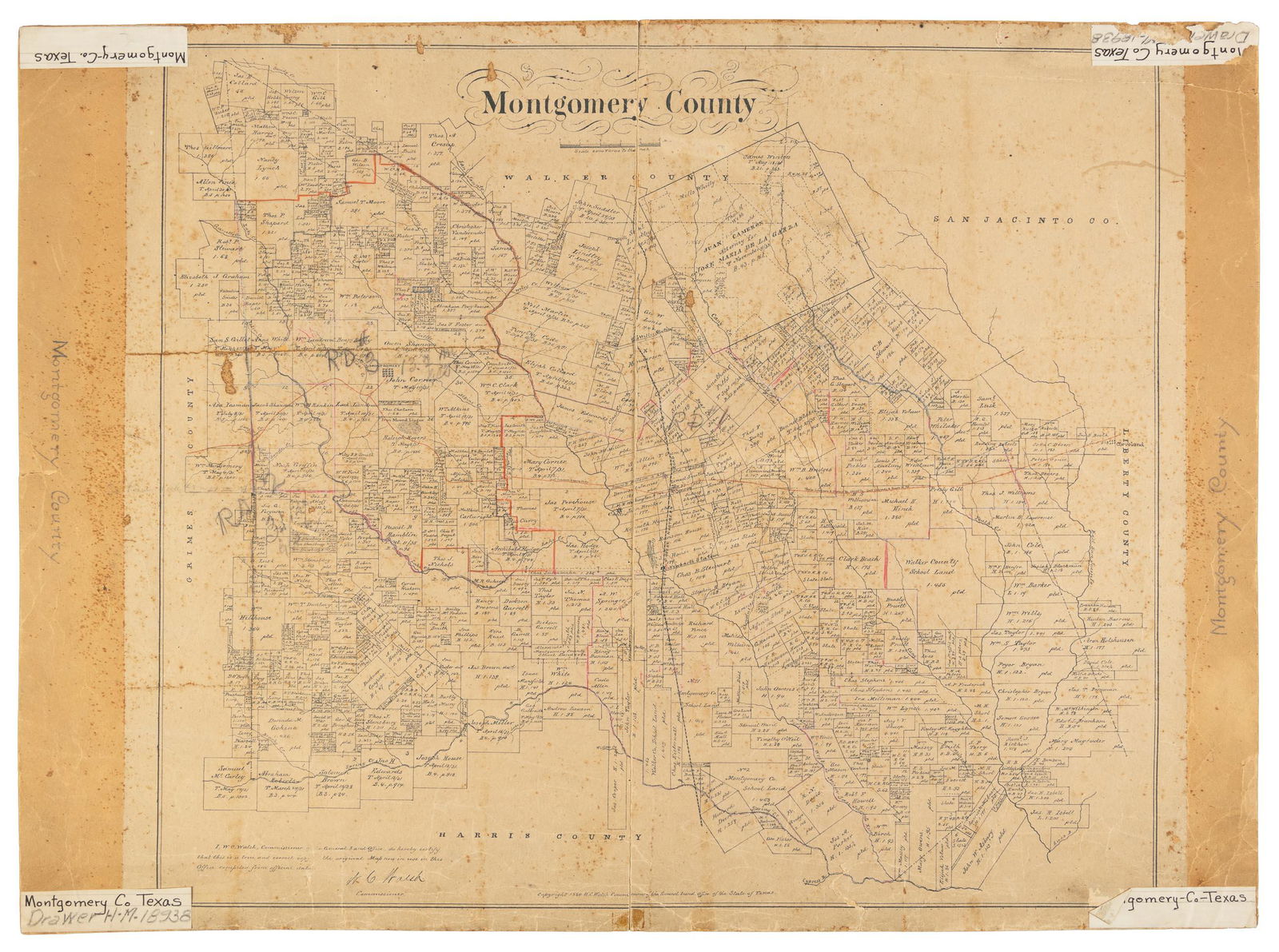 1880 map of what is now the greater Houston area (#0576) on Aug 19 ...