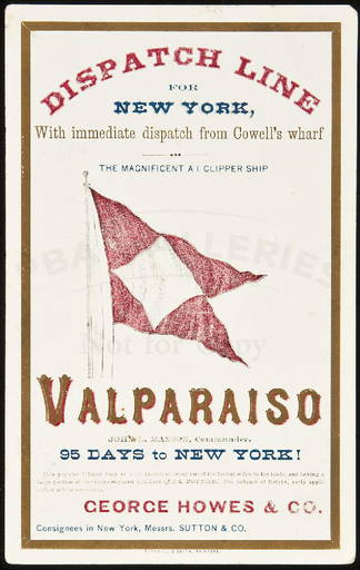 S.f. Clipper Card For Ship Valparaiso