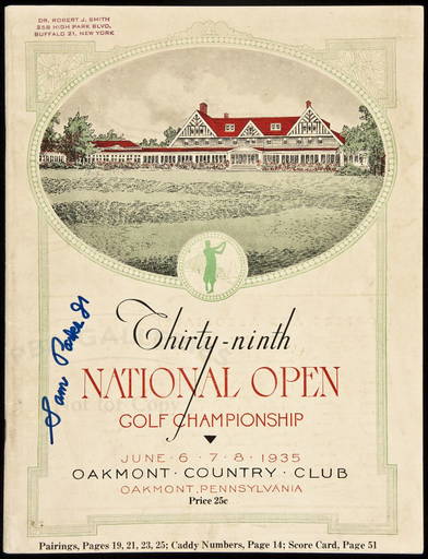 39th National Open Golf Program Sgnd Sam Parks Jr