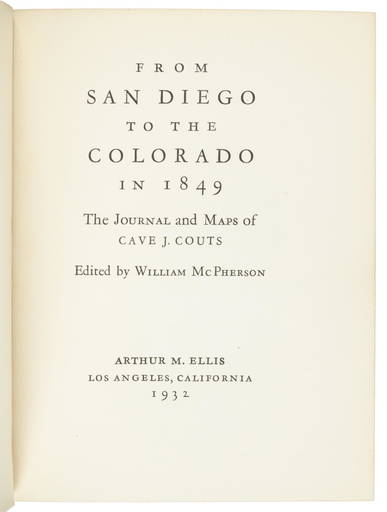 Journal and Maps of Cave J. Couts San Diego to Colorado (#0144) on May 05, 2022 | PBA Galleries ...
