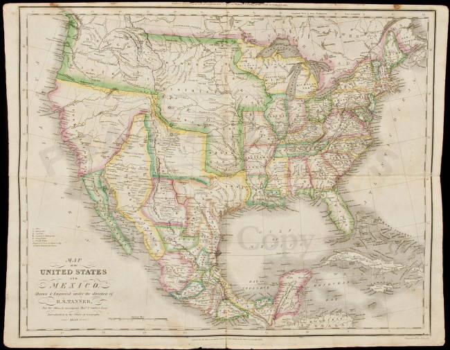 Tanner Map Of U.s. & Mexico 1830