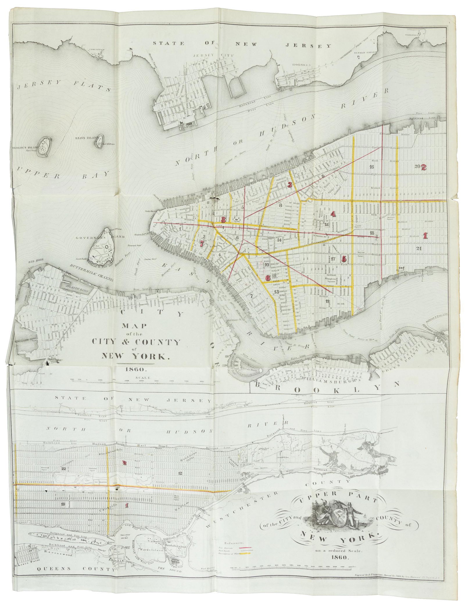Two 1860 Maps Of New York City And County