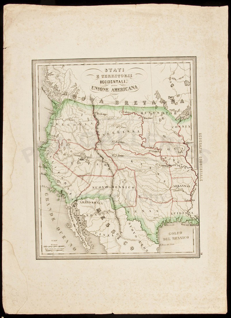 Italian map of American West 1858 - Aug 11, 2011 | PBA Galleries in CA