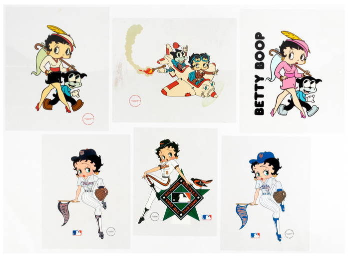 Lot Of Betty Boop Baseball Themed Cels And Drawings
