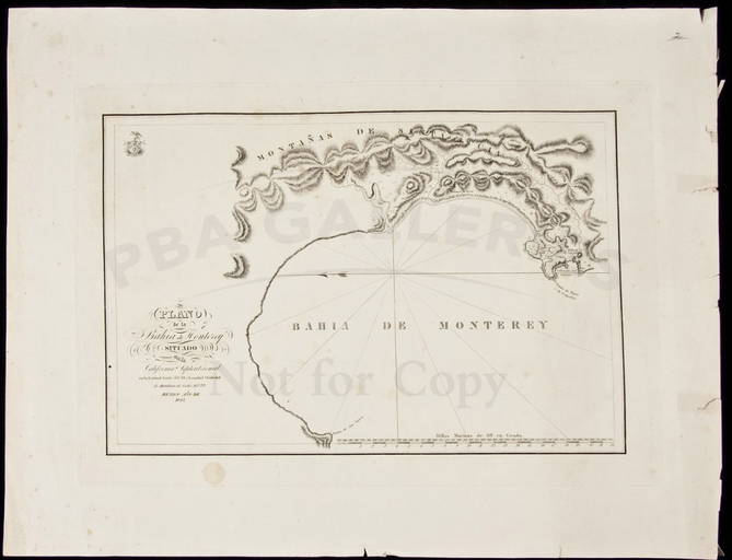 Mexican Chart Of Monterey Bay 1825