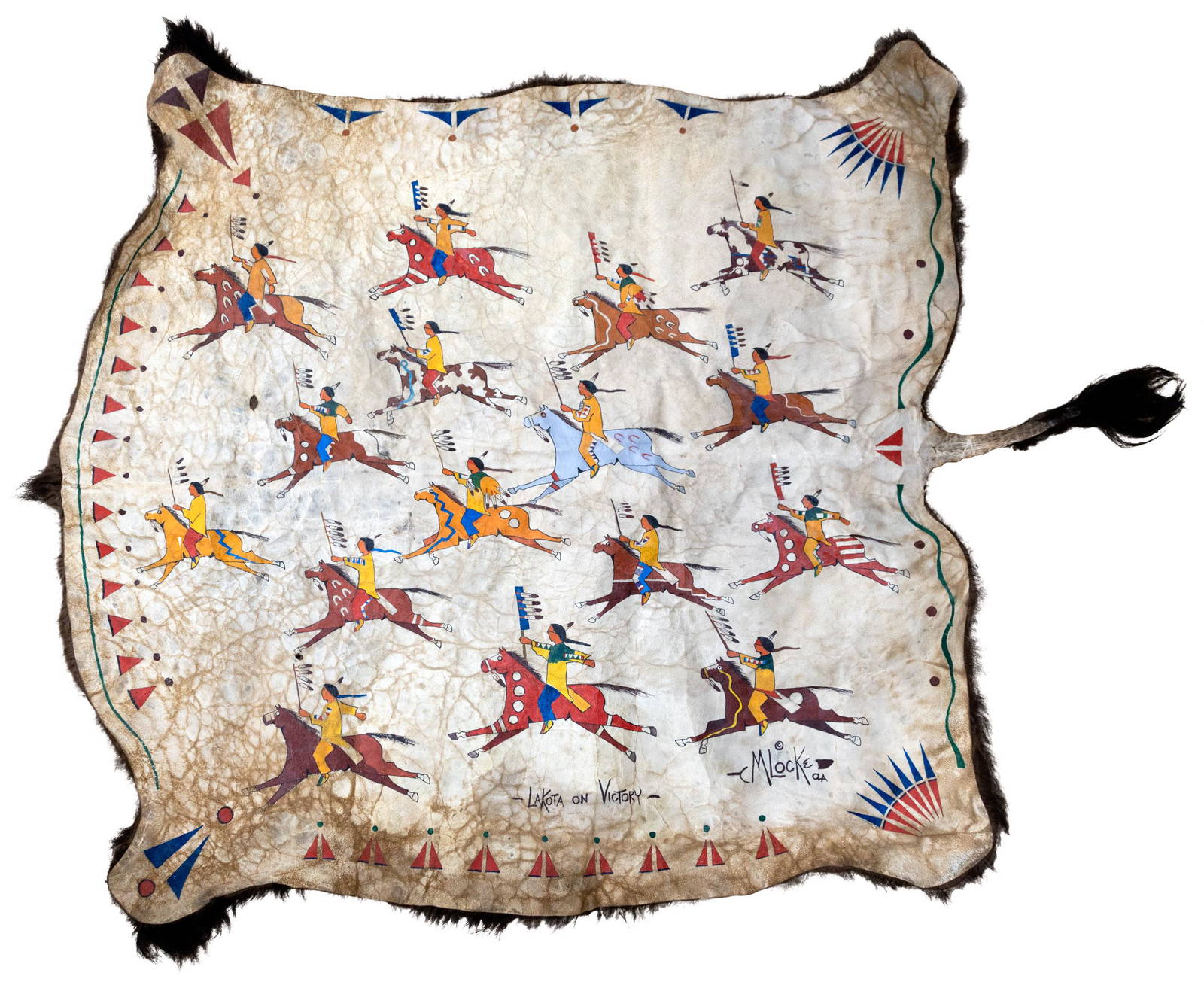 Lakota Warrior Painting On Buffalo Hide Auction