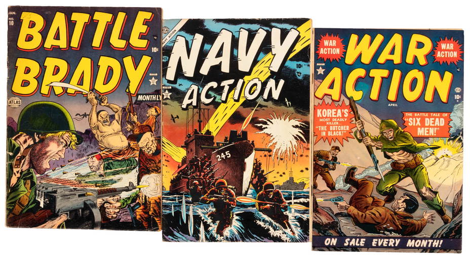 Lot Of 4 Atlas War Mags * Battle Brady #10, Navy Action #2, War Action #1