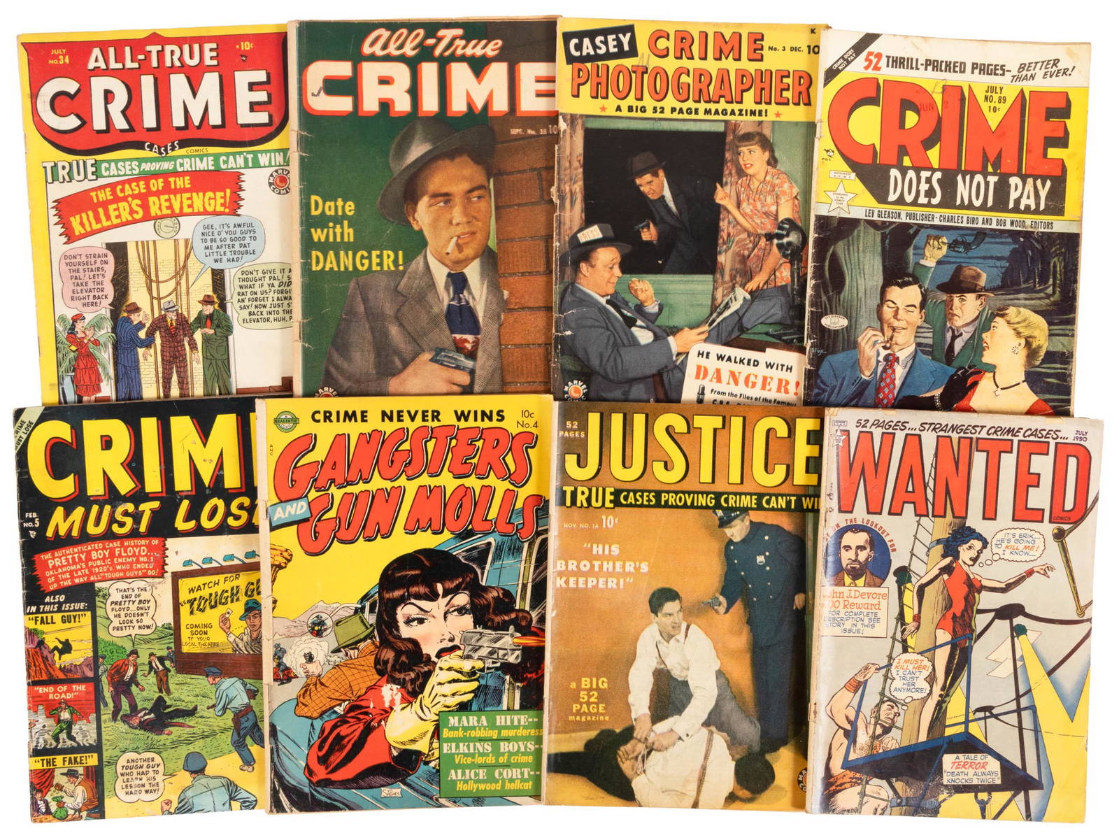 Lot Of 8 Crime Comics * Gangsters & Gun Molls * Crime Does Not Pay Auction