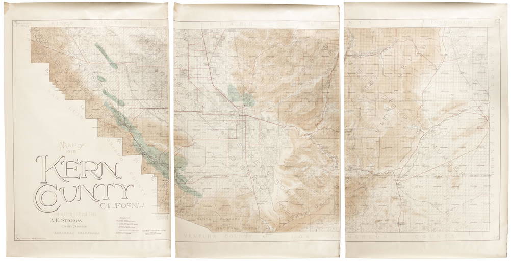 Large Kern County Map On 3 Sheets 1918