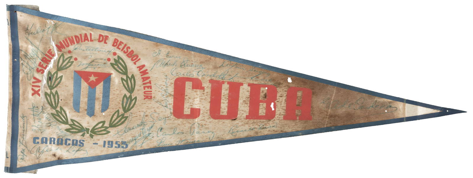 Cuban Amateur Baseball Champs Signed Pennant Auction