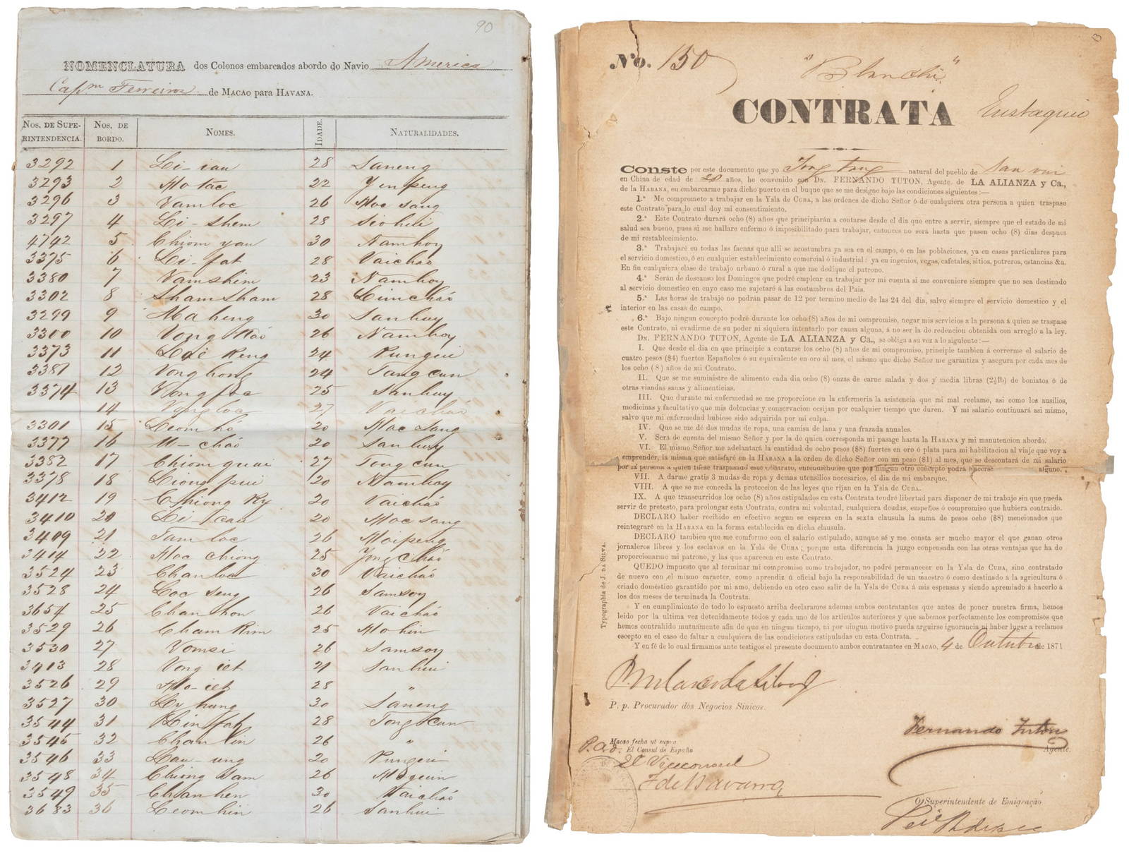 Over 600 Chinese Coolies Bound For China 1868 Auction