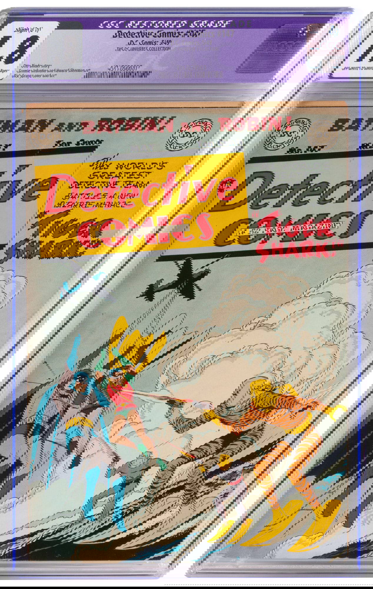 Detective Comics #147 * Cgc 1.8 Restored * Batman Tames Tiger Shark ...