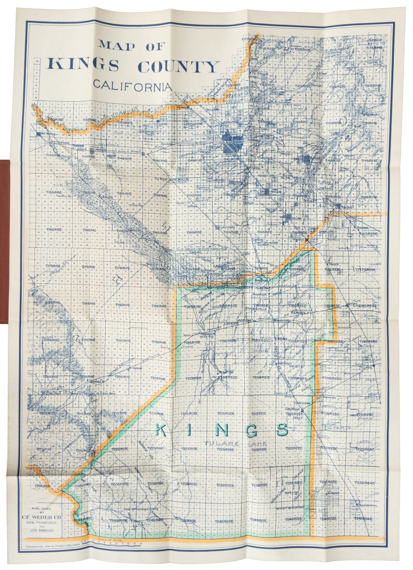 Folding Map Of Kings County, Cal. 1914 Auction