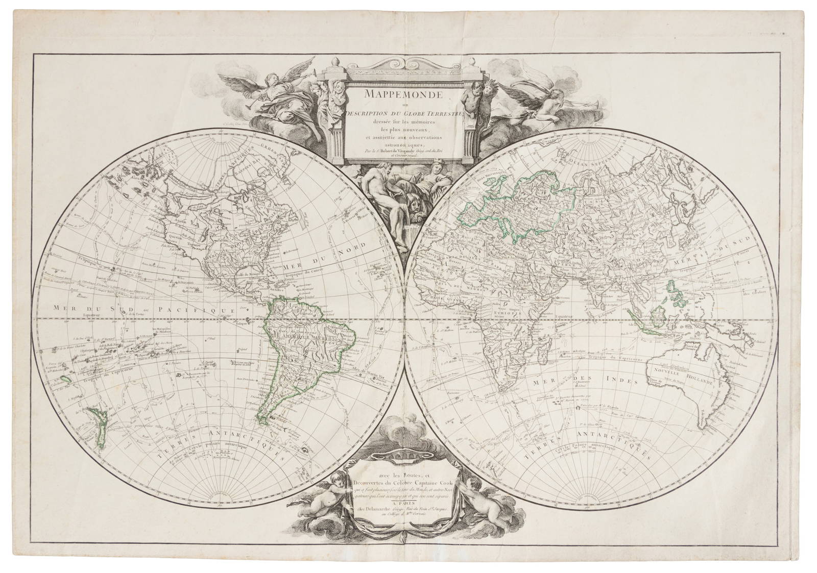 Rare World Map With Cook's Routes 1786 Auction