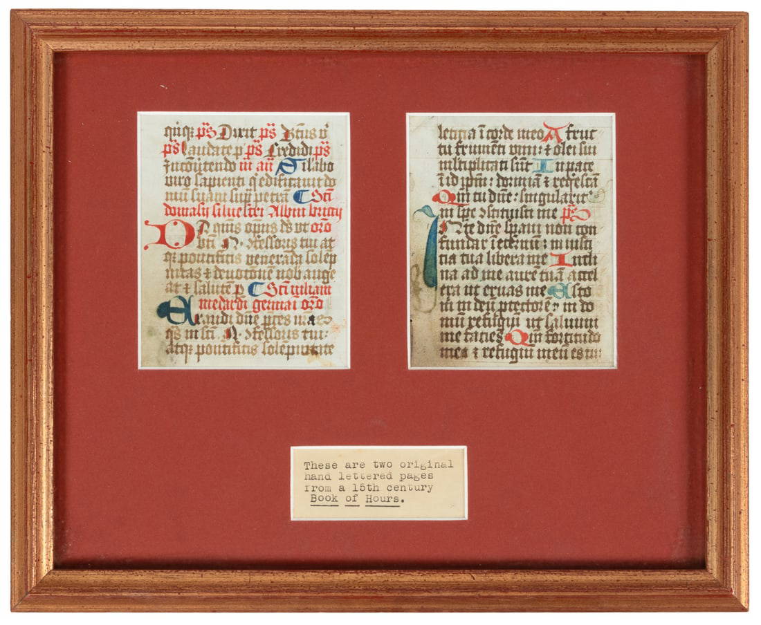 Two 15th Century Medieval Manuscript Leaves Auction