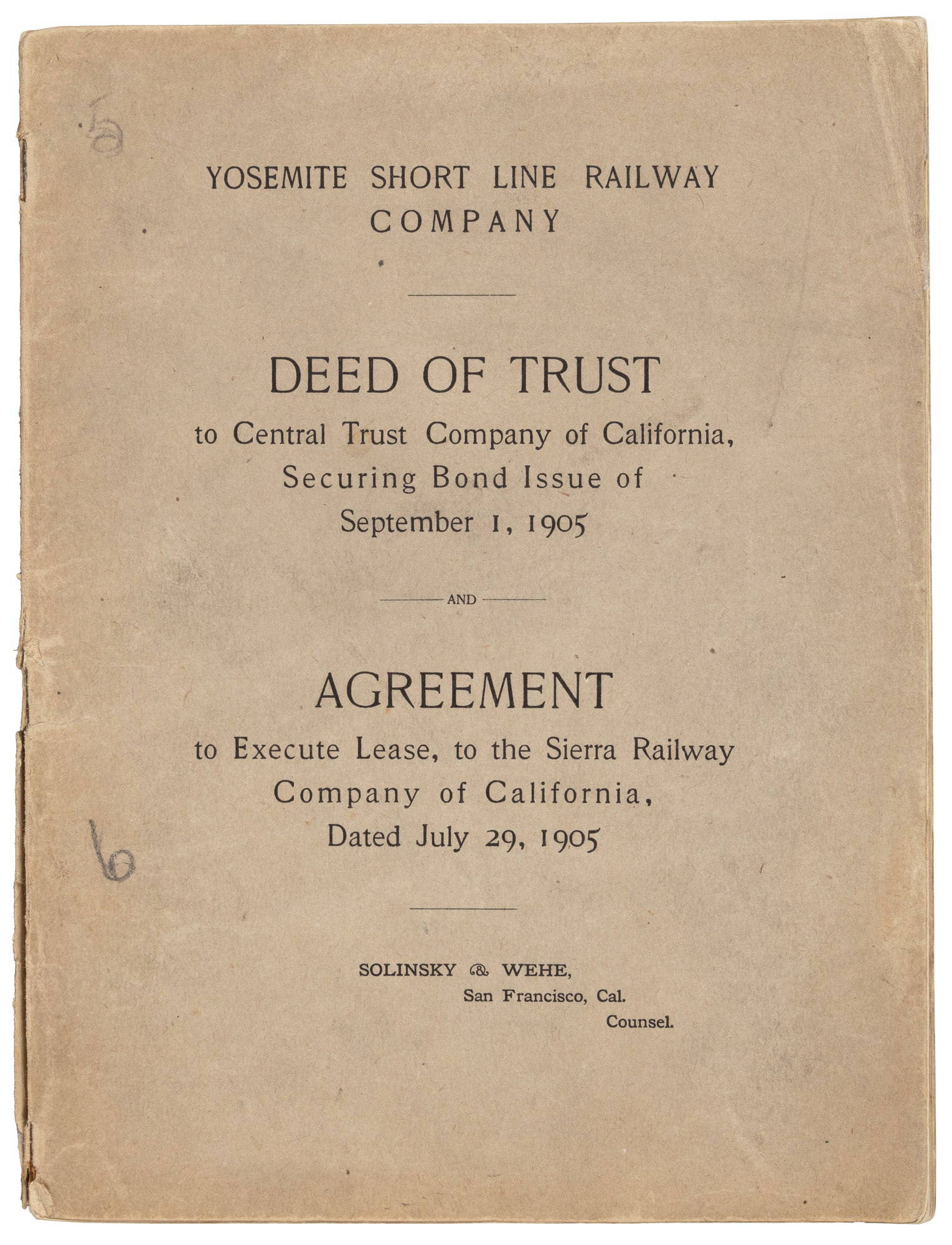 Financing Yosemite Short Line Railway Auction