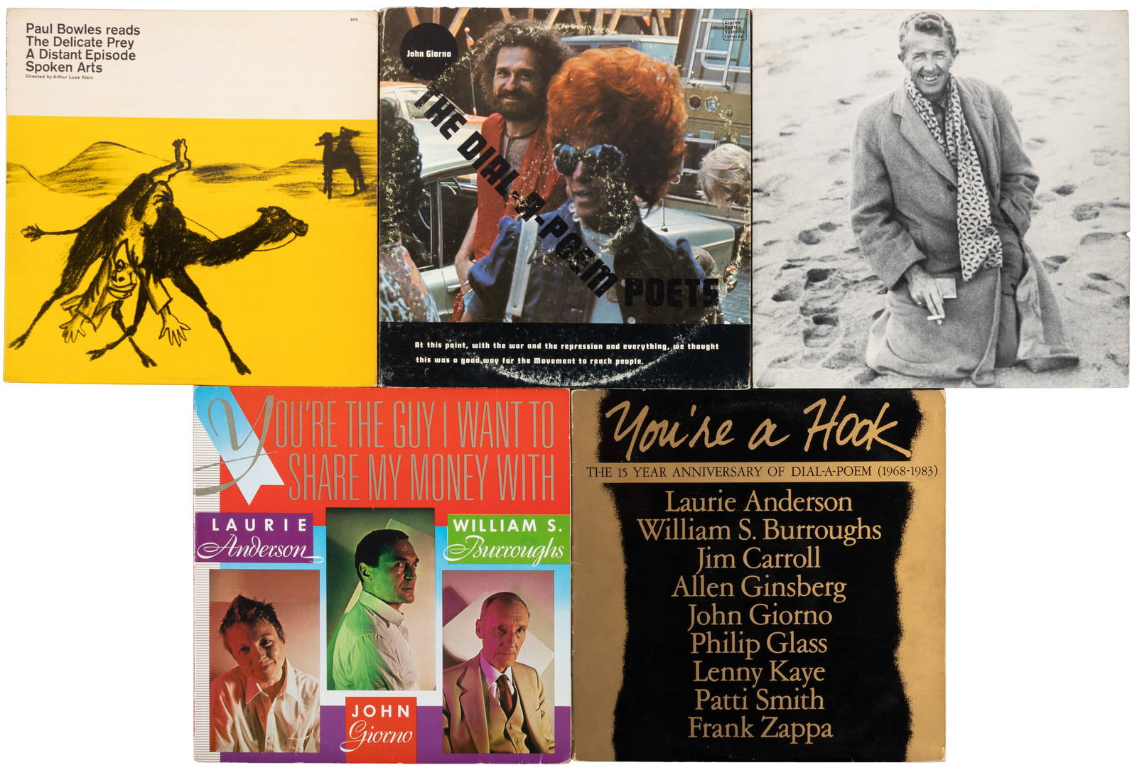 5 Spoken Word Lps: P. Bowles, J. Giorno, More Auction