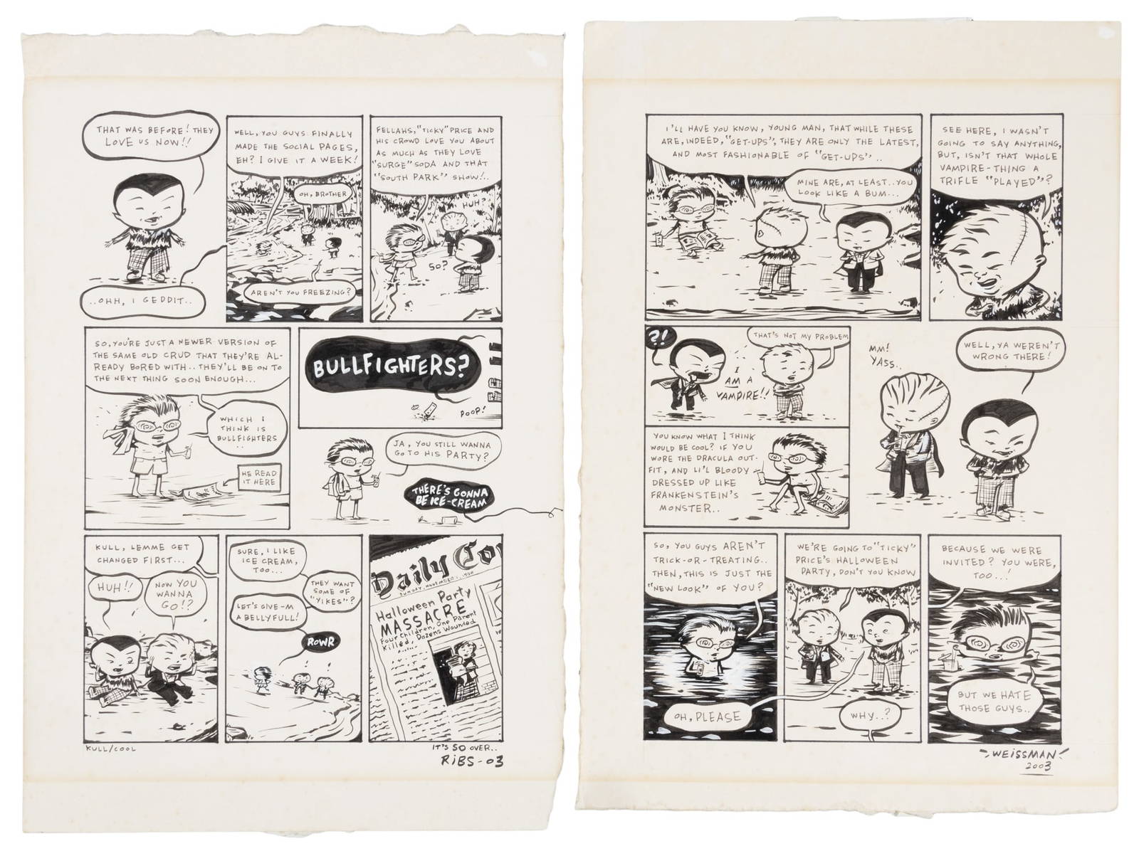 Original Art * Steven Weissman (as Ribs") * 2pp From Spx '98" Auction