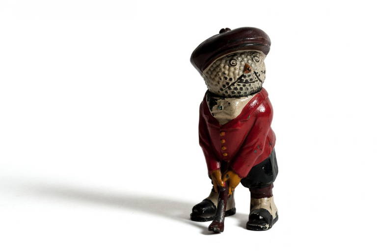 Cast Iron Figure With Movable Golf Ball Shaped Head