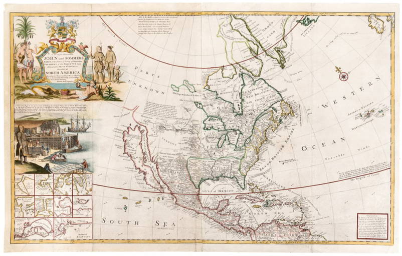 "cod Fish" Map Of North America By Moll 1719