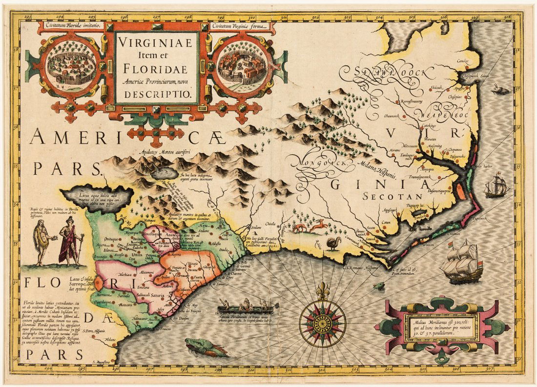 Ealy map of Virginia 1609