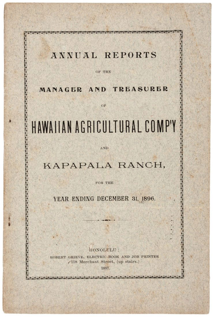 Rare report on Kapapala Ranch, Hawaii 1897