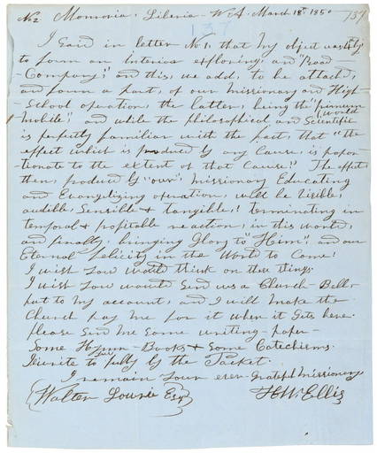 Letter From Missionary In Liberia 1850