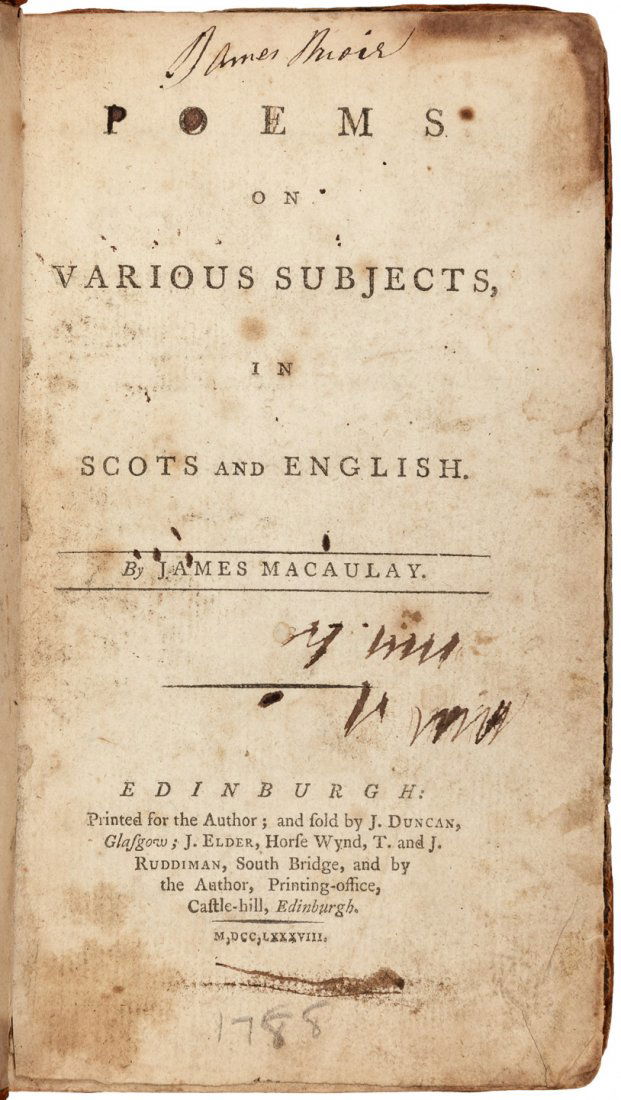 James Macaulay Poems In Scots And English 1788