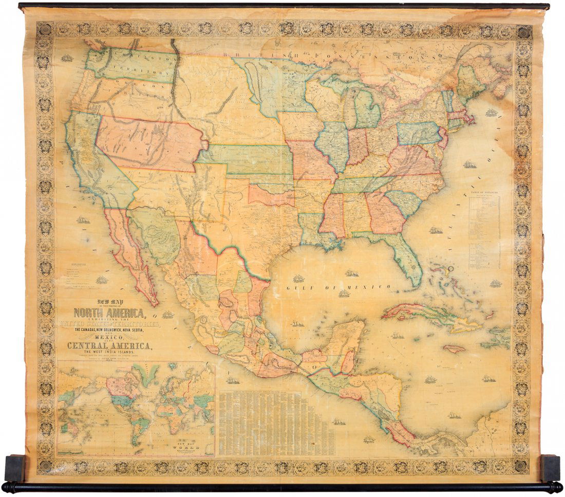 Monk wall map of North America 1854