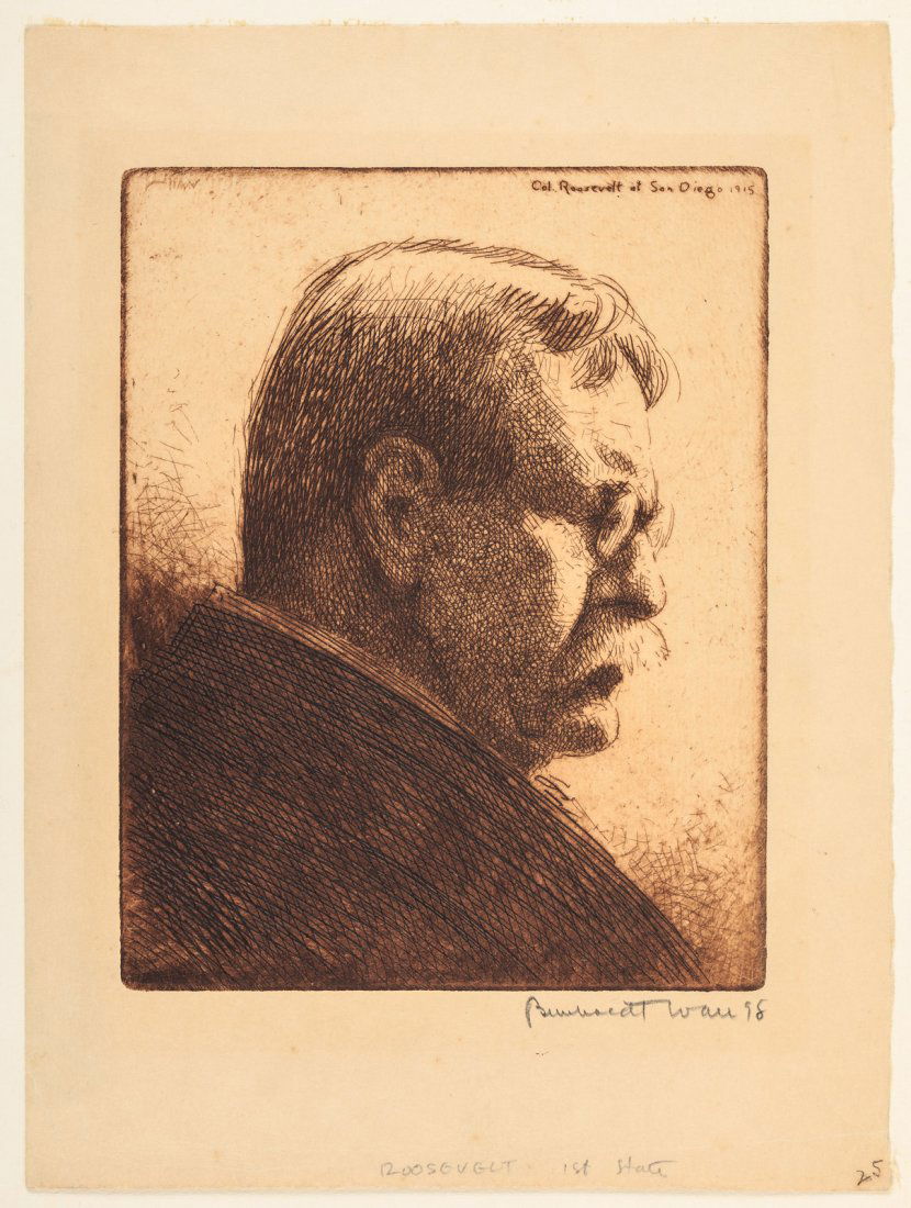 Bernhardt Wall Etching of Theodore Roosevelt