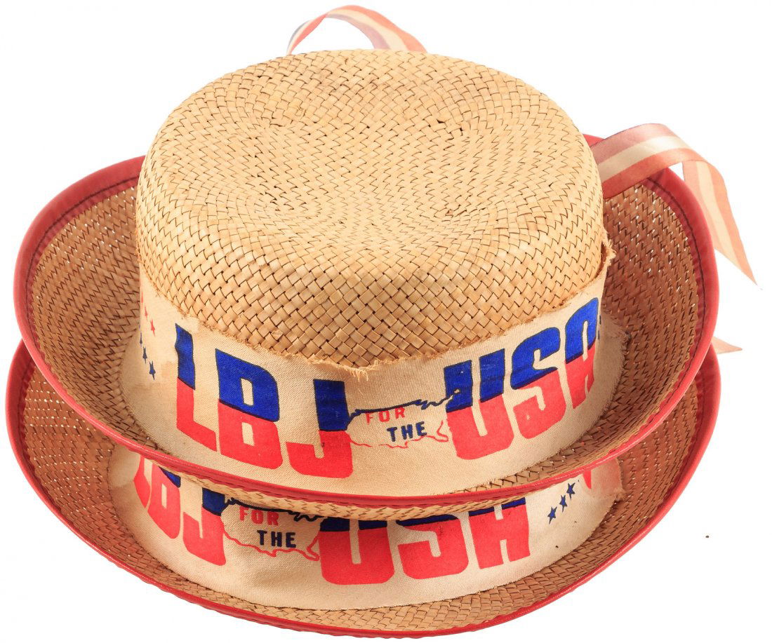 Two LBJ for the USA 1964 Campaign hats - Jul 28, 2016 | PBA Galleries in CA