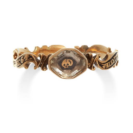 An Antique Stuart Crystal Mourning Ring, 18th Century