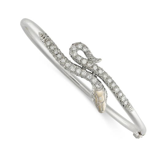A Diamond Snake Bangle Set With Round Cut Diamonds Totalling 0.80 1.00 ...