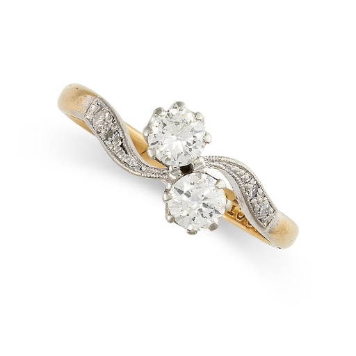 A VINTAGE DIAMOND TOI ET MOI RING, CIRCA 1955 in 18ct yellow gold and ...