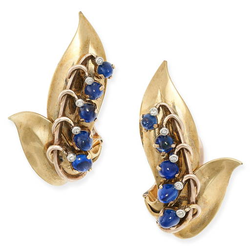 Garrard, A Pair Of Sapphire And Diamond Earrings Each Designed As A ...