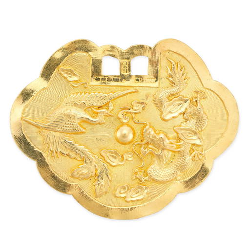 No Reserve A Chinese Ruyi Pendant In 22ct Yellow Gold, Designed As A ...
