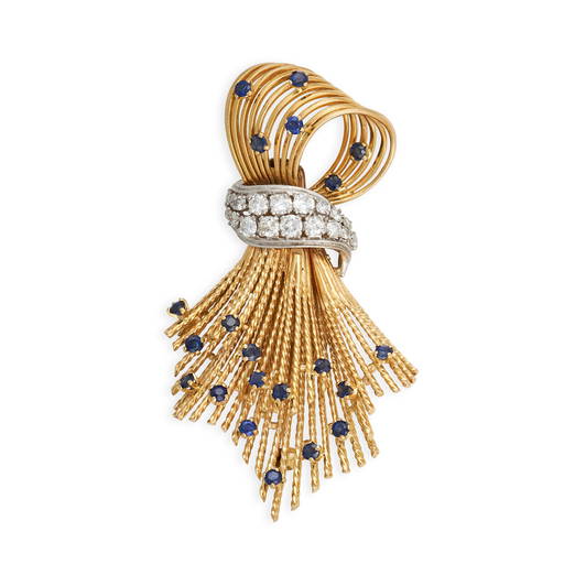 Kutchinsky, A Vintage Sapphire And Diamond Brooch, 1959 In 18ct Yellow ...