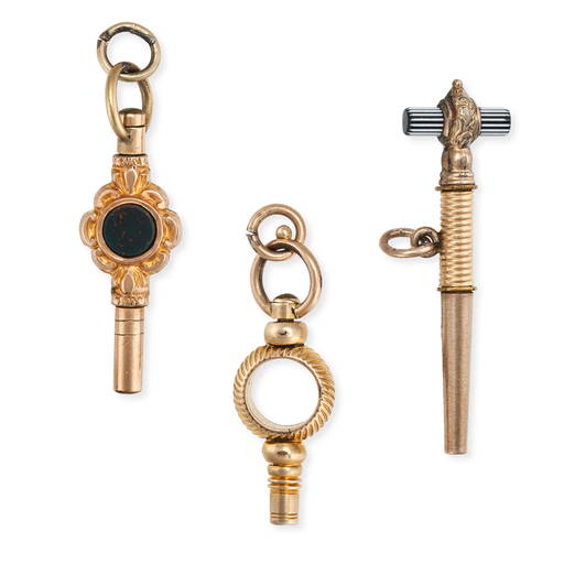 No Reserve A Group Of Three Antique Watch Keys One Surmounted By A ...