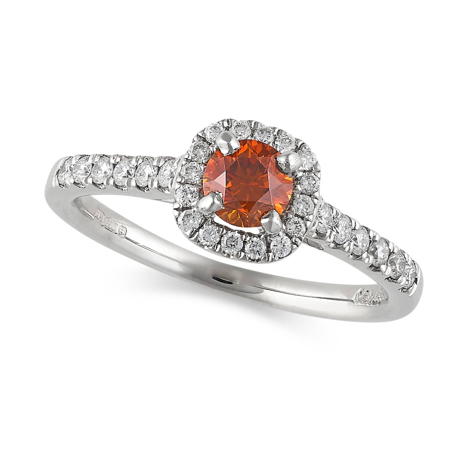 A Fancy Deep Brownish Orange Diamond Ring In Platinum, Set With A Fancy ...