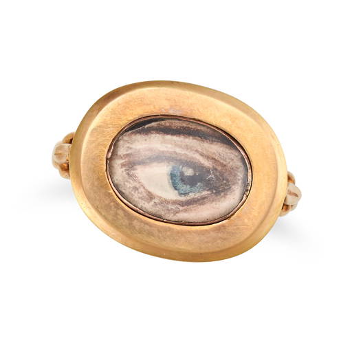 An Antique Lover's Eye Ring In Yellow Gold, Comprising A Painted Eye ...