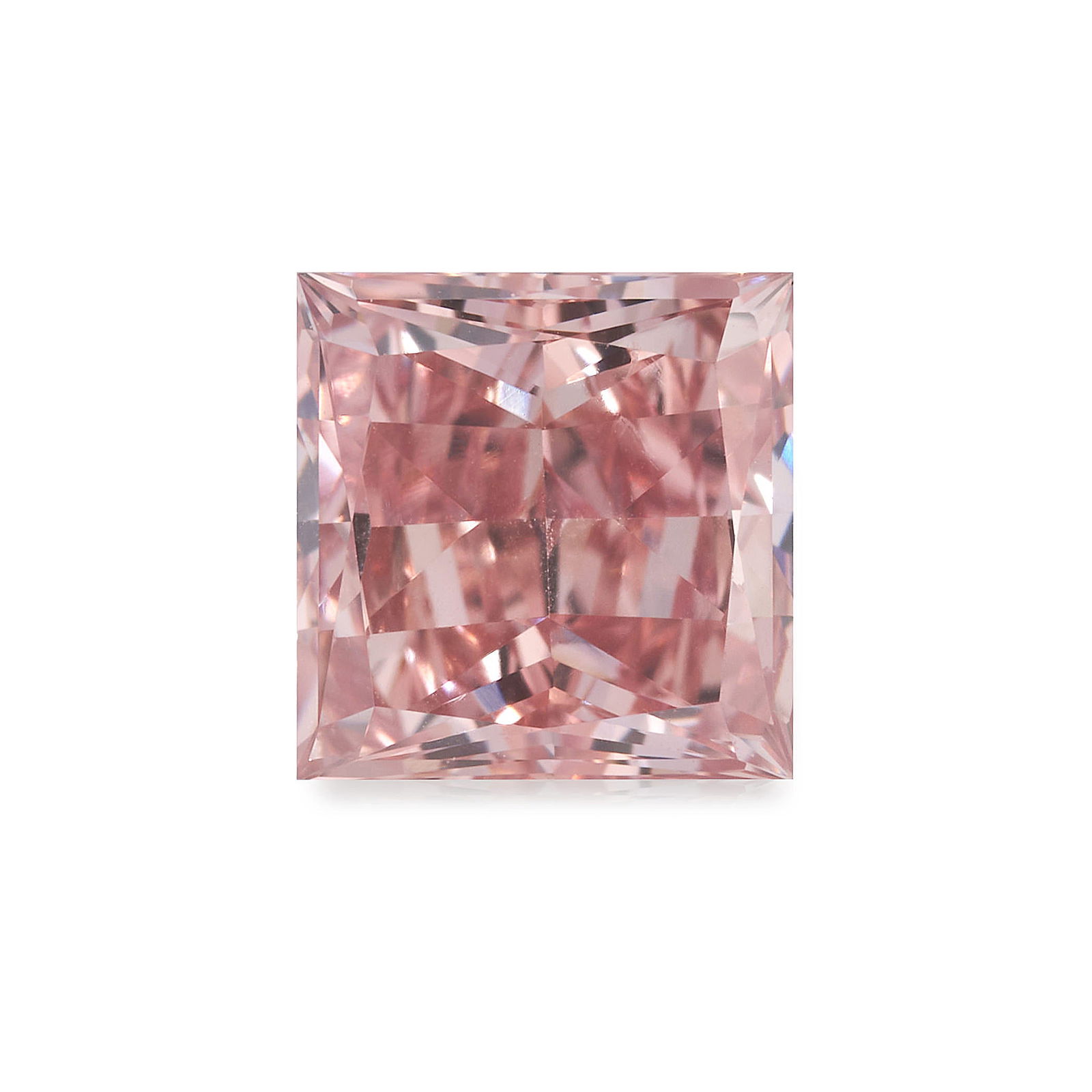 An Unmounted Argyle Fancy Intense Orangy Pink Diamond Square Modified Brilliant Cut, 0.31 Carats ...