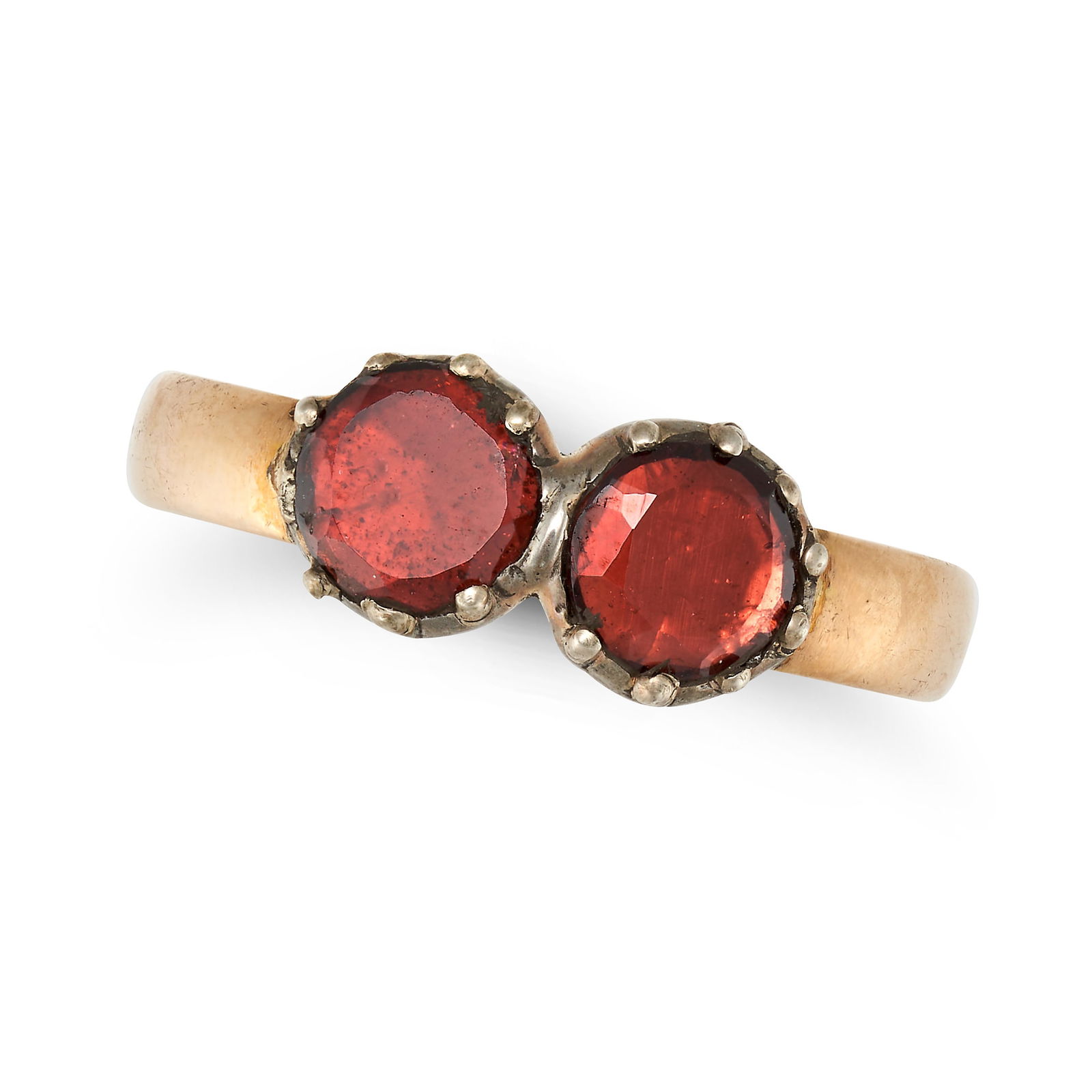 An Antique Victorian Garnet Ring In 18ct Yellow Gold, Set With Two ...