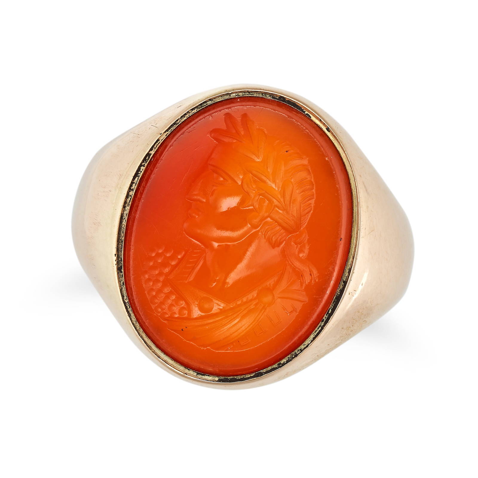 A Carnelian Julius Caesar Intaglio Signet Ring In 9ct Yellow Gold, Set ...