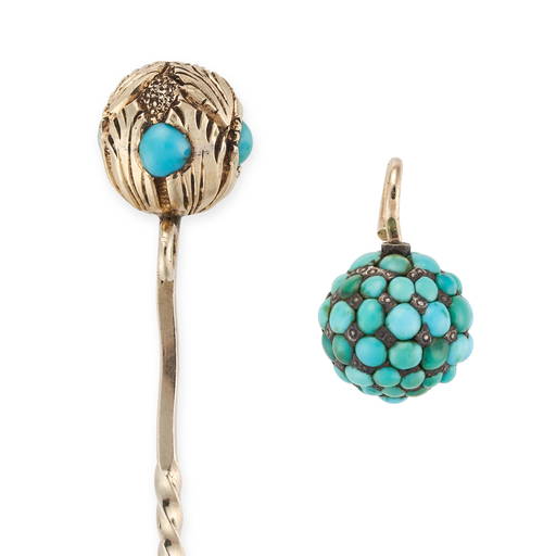No Reserve An Antique Turquoise Stick Pin And Pendant The Stick Pin ...