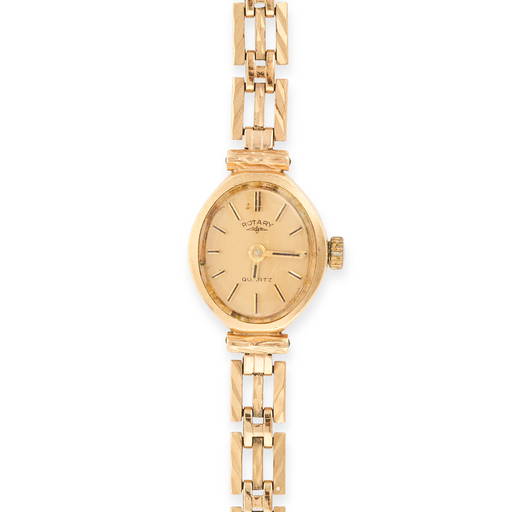 No Reserve A Rotary Wristwatch In 9ct Yellow Gold, Tonneau Shaped Face ...