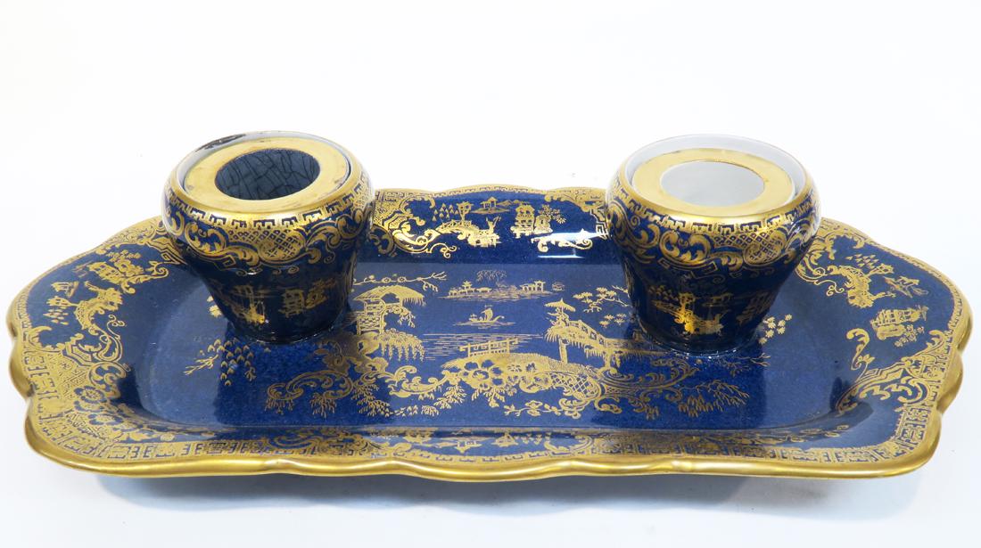 19th C. English Copeland Spode Porcelain Inkwell