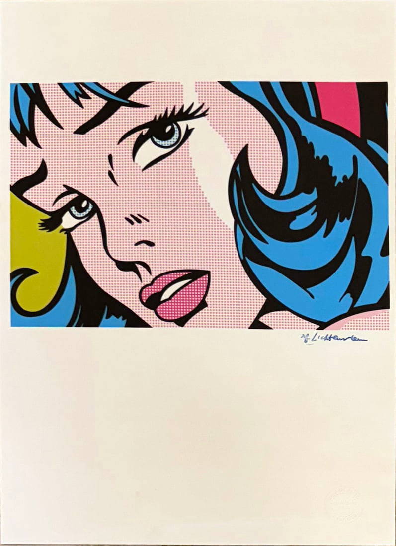 Blue Hair Girl With Ribbon, A Vintage Roy Lichtenstein Lithography ...