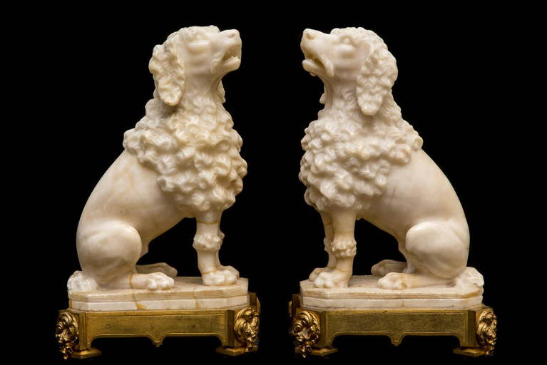 Pair Of Alabaster Dogs